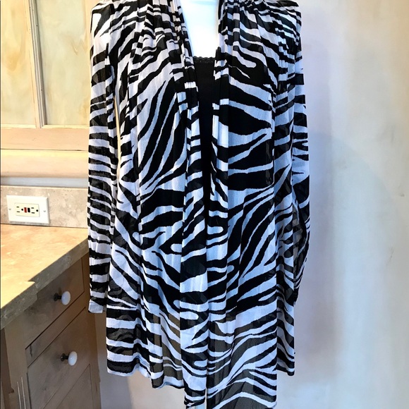 Tops | Zebra Striped Semisheer Cover | Poshmark